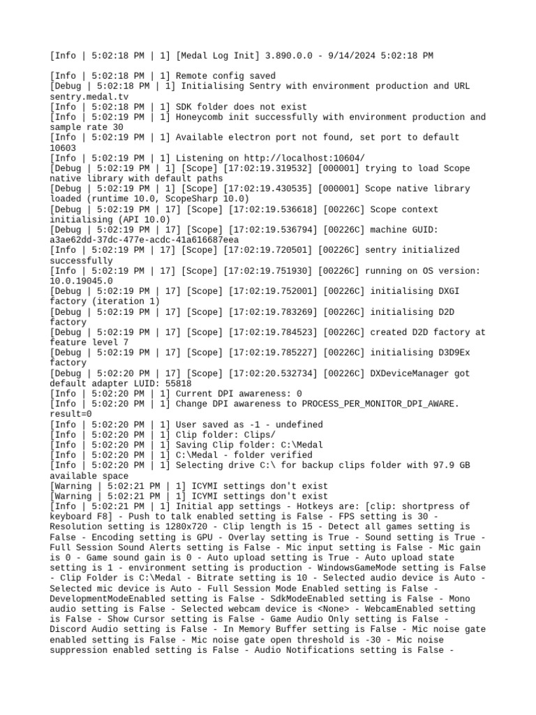 Medal App Initialization Log | PDF | Graphics Processing Unit | Keyboard Shortcut