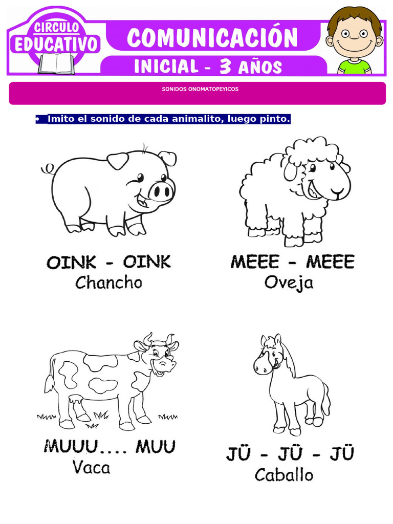 Sonidos Onomatopeyicos para Ninos de Tres Anos | PDF | Artes del ...