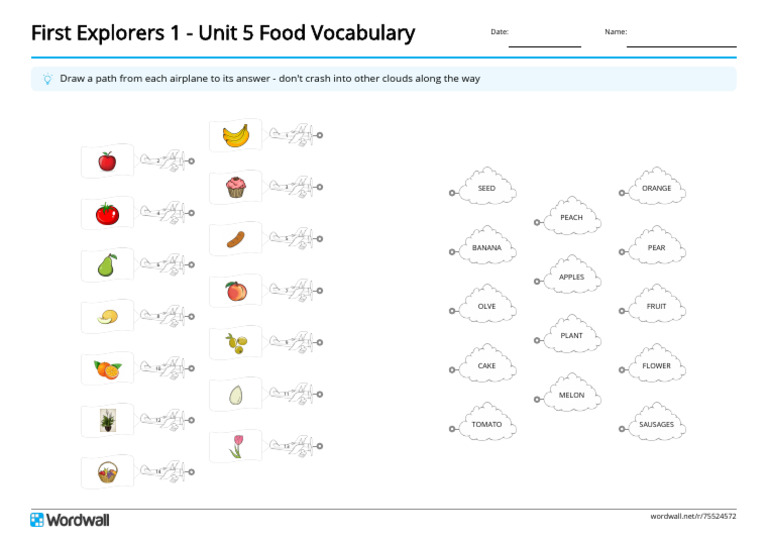 First Explorers 1 Unit 5 Food Vocabulary Airplane | PDF
