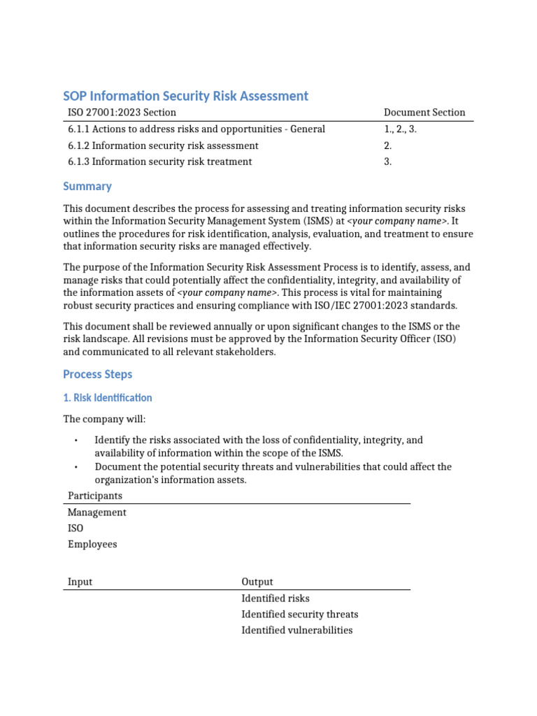 INfoSec Security Risk Assessment | PDF | Information Security | Risk