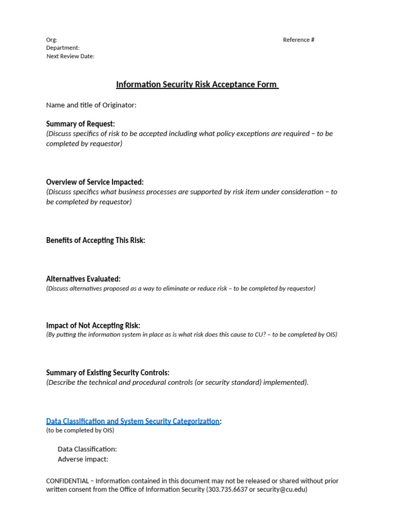 Risk Acceptance Template | PDF | Risk | Information Security Risk Acceptance Template | PDF | Risk | Information Security
