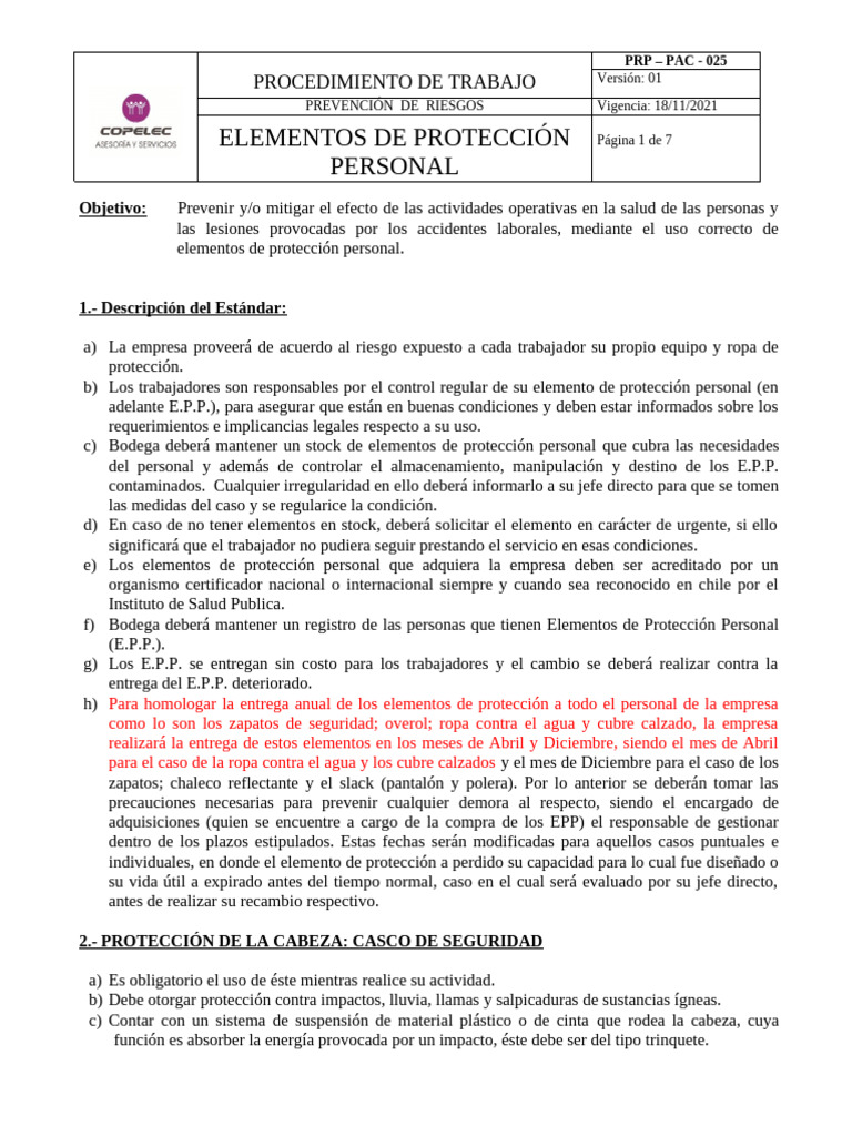 Procedimiento Epp | PDF | Guante | Business