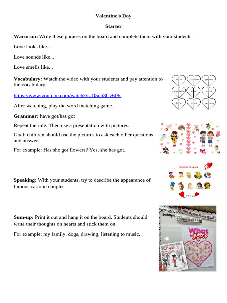 Valentine's Day Starter | PDF | Language Arts & Discipline