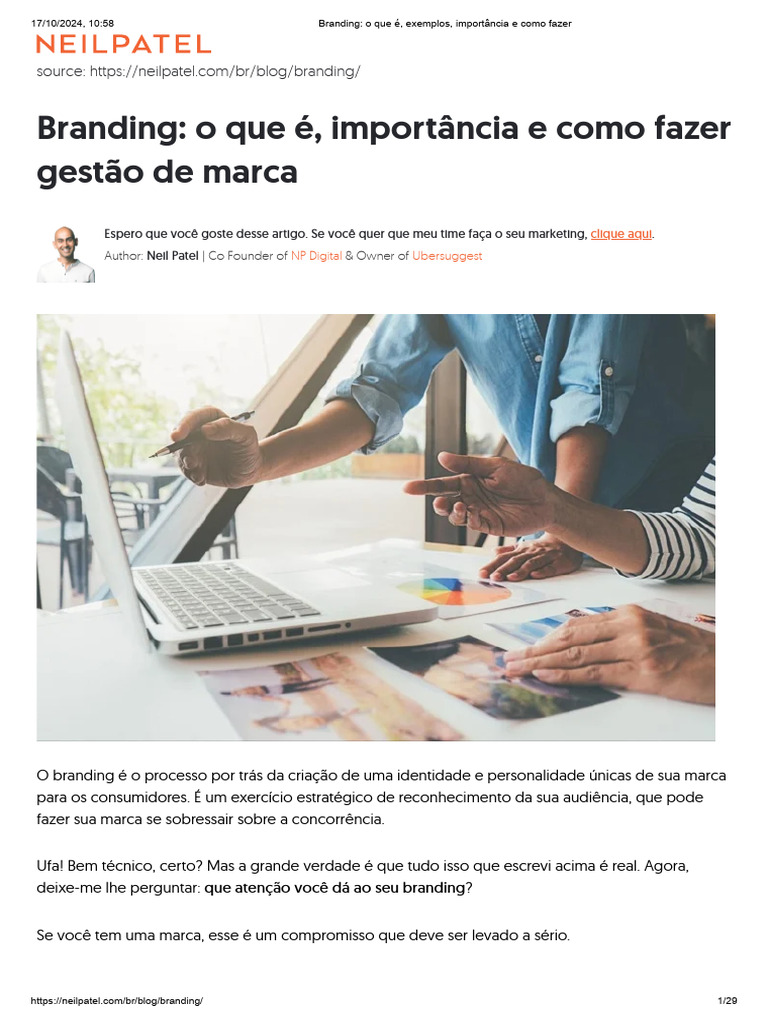 Branding - o Que É, Exemplos, Importância e Como Fazer - Neil Patel | PDF | Gestão de marcas | Marca