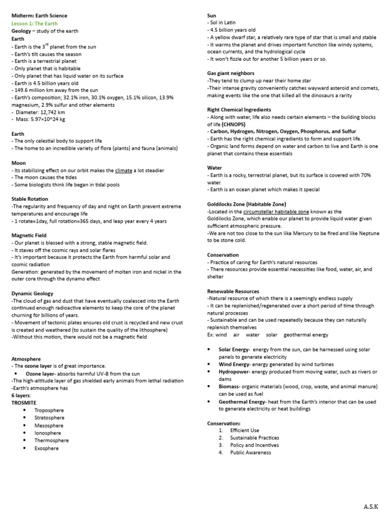 Midterm Earth Science L1 10 | PDF | Minerals | Earth