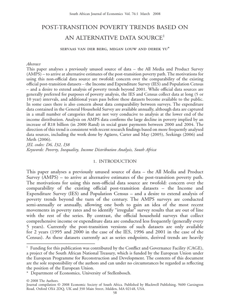 Van Der Berg S-Post-transition Poverty Trends Based On An Alternative ...