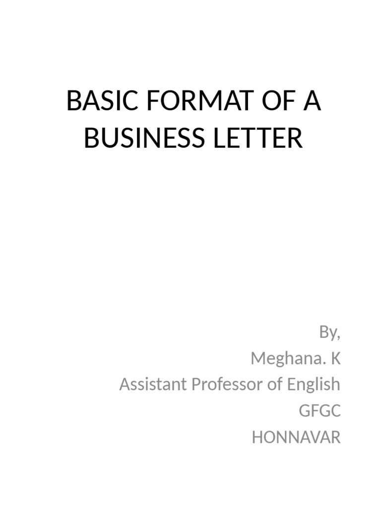 Basic Business Letter Format Guide | PDF