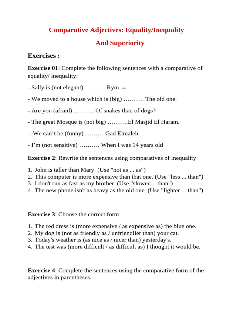 Comparative Adjectives | PDF