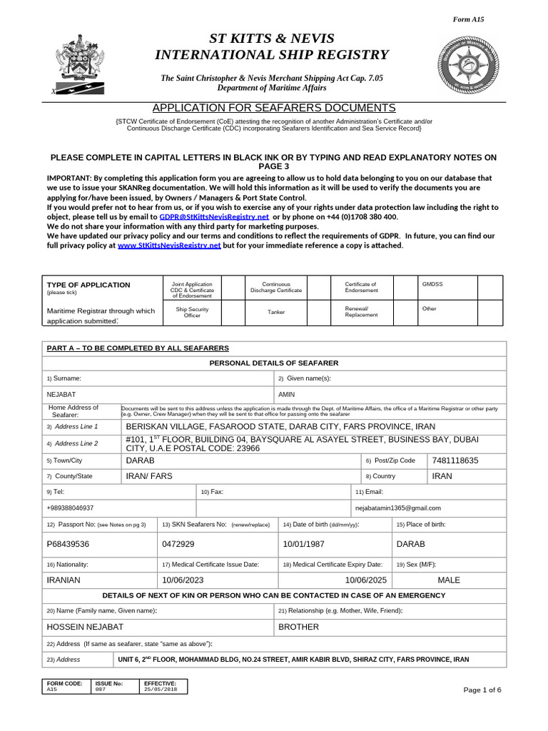 Form A15 | PDF