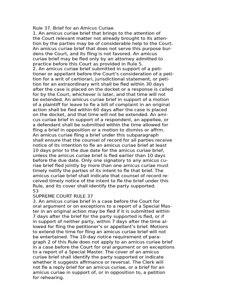 Rule 37 | PDF | Brief (Law) | Amicus Curiae