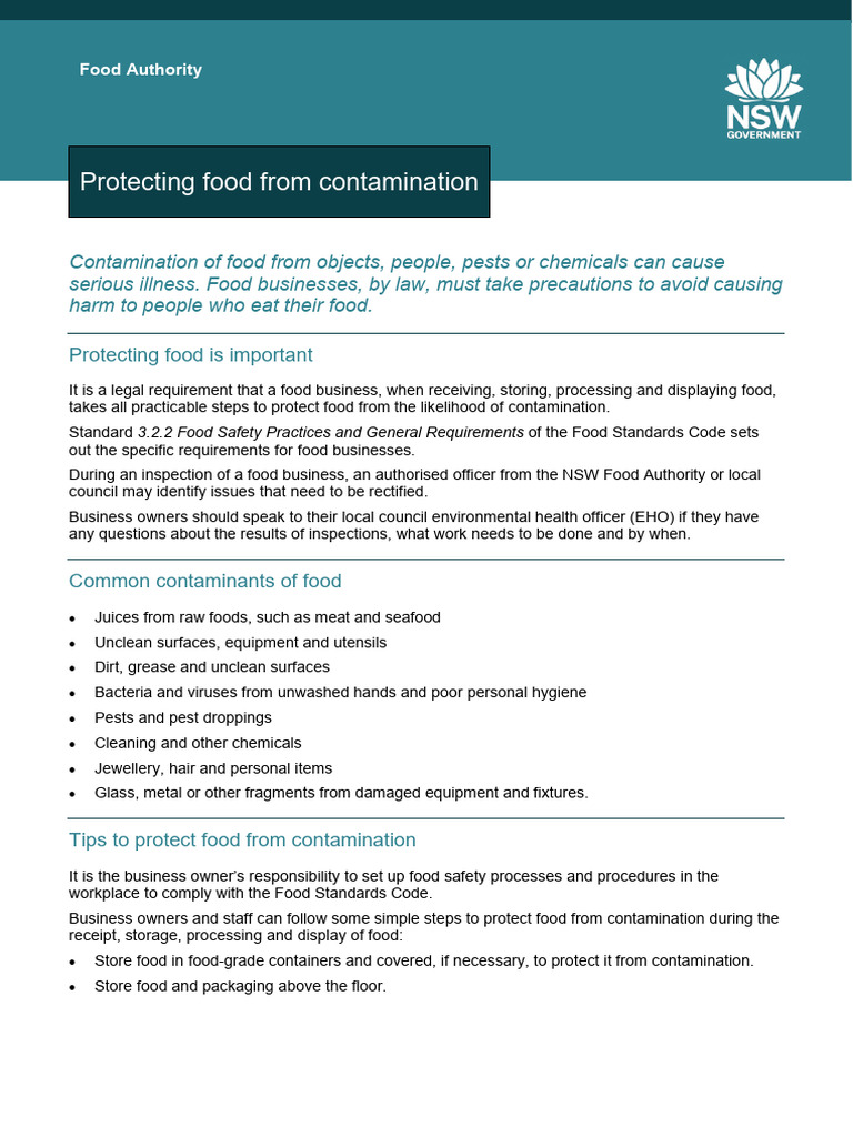 Protecting Food From Contamination - Protecting - Food - From ...