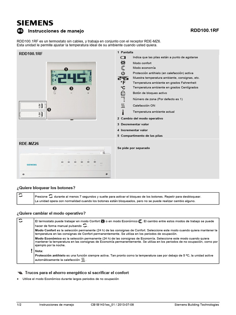 RDD100.1RF_Instrucciones | PDF | Termostato