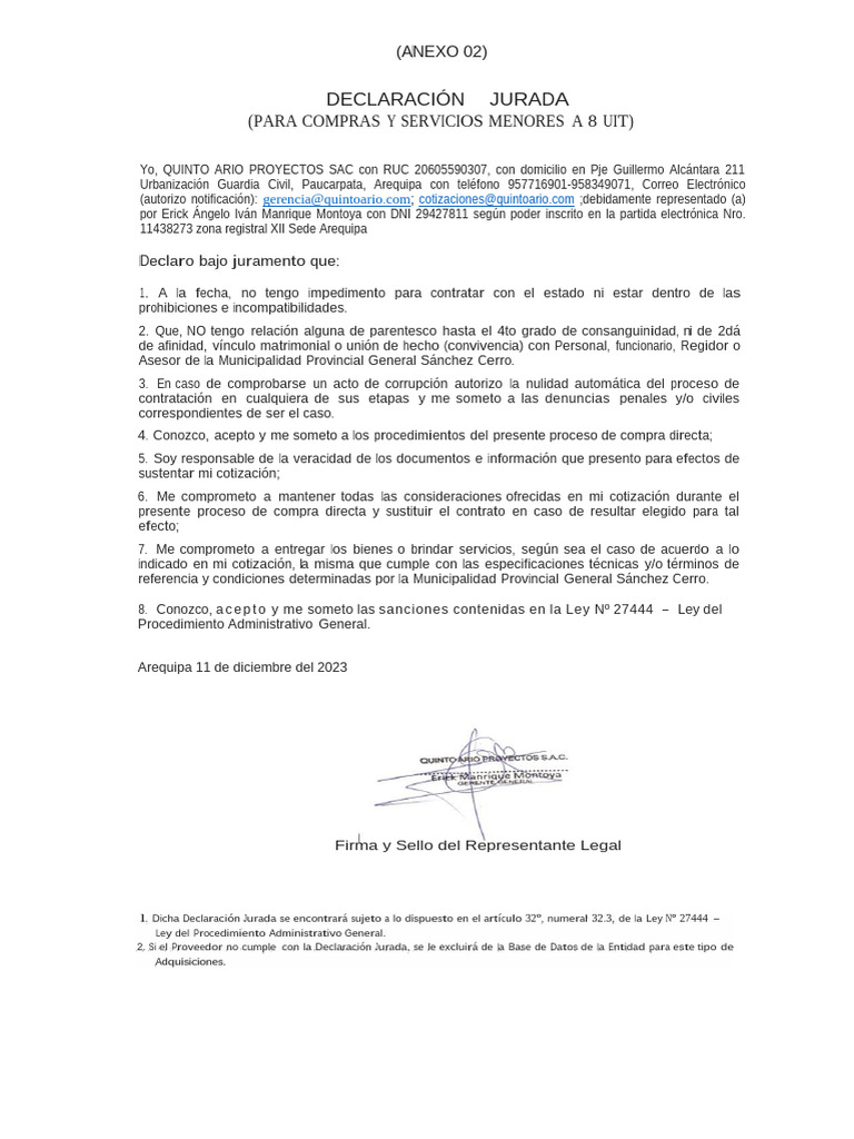 Declaracion Jurada Anexo 2 | PDF | Política | Ciencias sociales