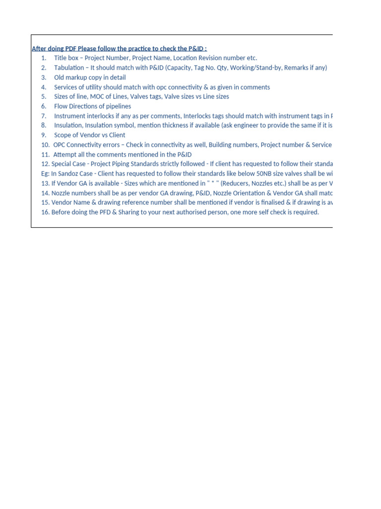 P&ID Checklist | PDF | Technology & Engineering