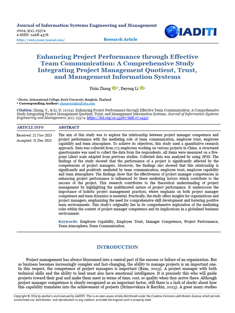 Enhancing_Project_Performance_through_Effective_Te | PDF | Coefficient ...