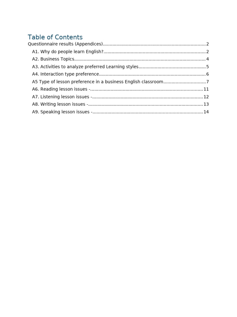 Business English Learning Preferences Analysis | PDF | Learning