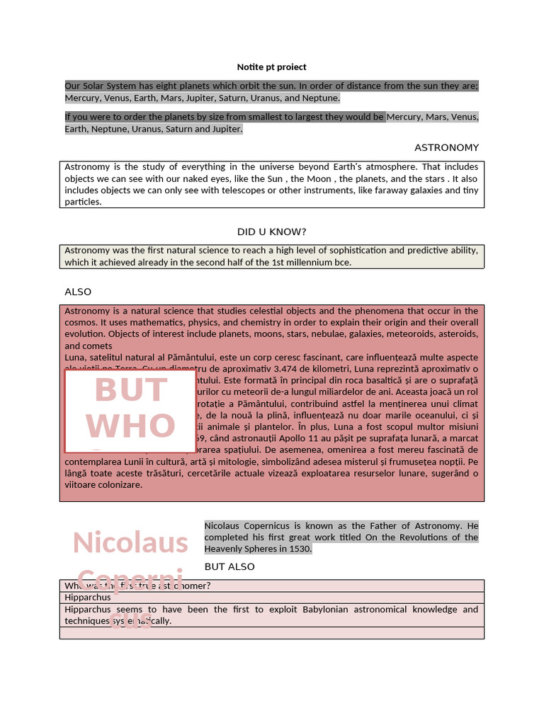 Notite PT Proiect Revisra | PDF | Outer Space | Dark Matter