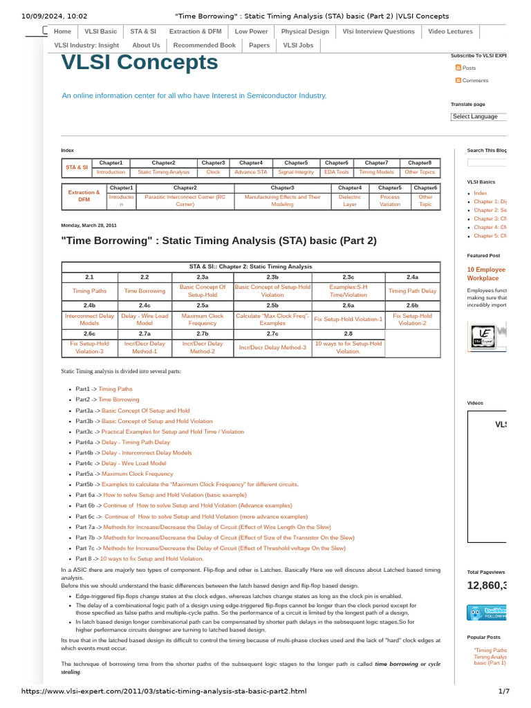 Time Borrowing - Static Timing Analysis (STA) Basic (Part 2) - VLSI Concepts | PDF | Electronic ...