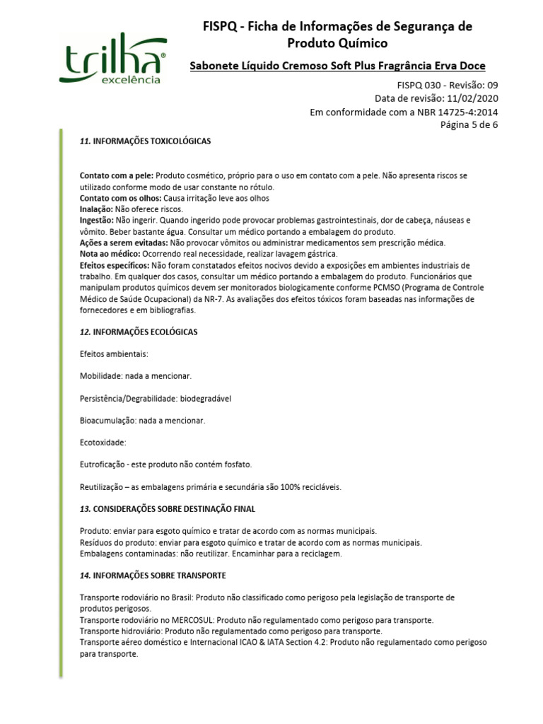 FISPQS Atualizadas 2024 - 53 | PDF | Embalagem e rotulagem | Águas ...