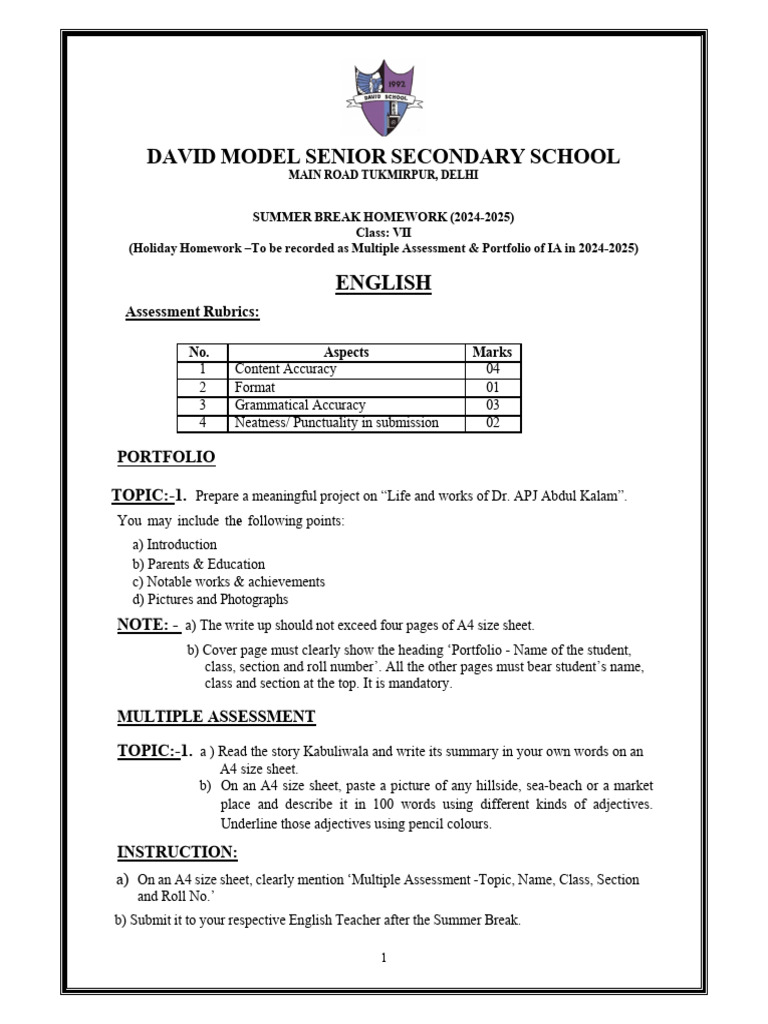 DMSSS HHW Vii 2024-2025 | PDF | Mathematics
