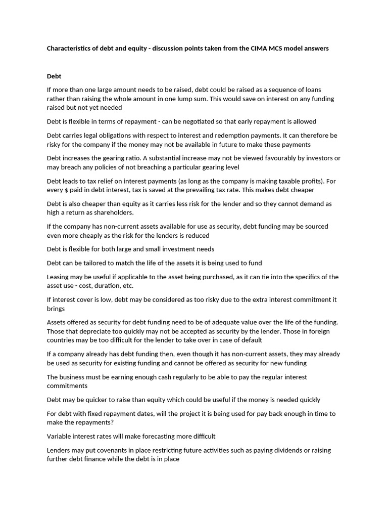 Debt vs. Equity: Key Financial Insights | PDF | Debt | Equity (Finance)