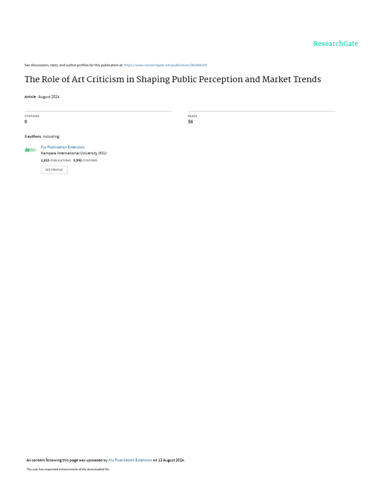 The Role of Art Criticism in Shaping Public Perception and Market ...
