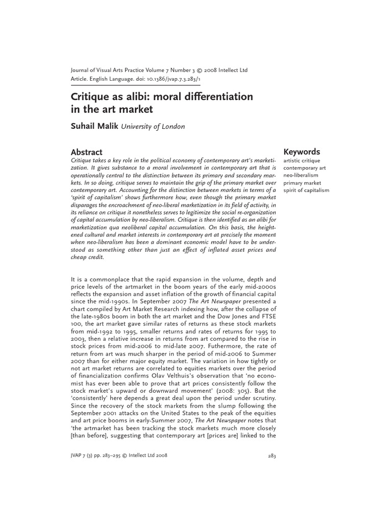 Critique As Alibi - JVAP PDF | PDF | Market (Economics) | Capitalism