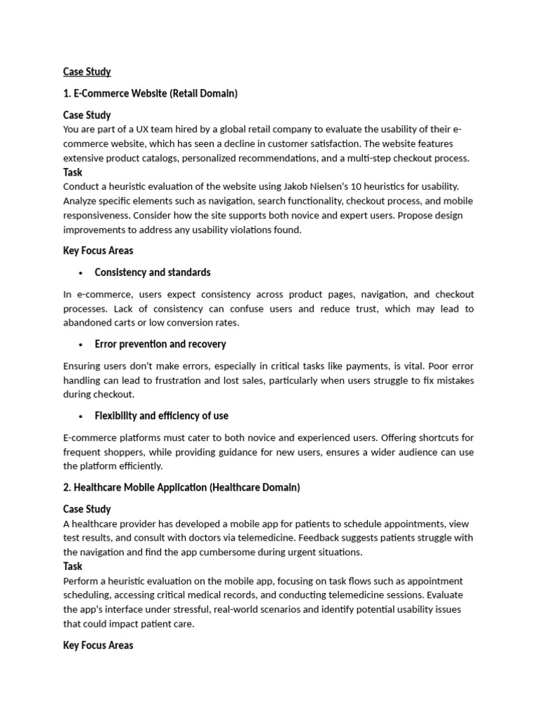 Explanations of Why The Key Focus Areas Are Important For Each Case ...