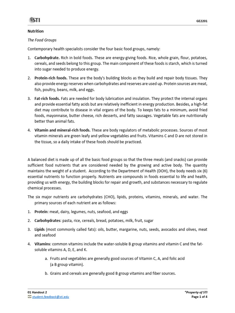 01_Handout_5 | PDF | Foods | Food Energy