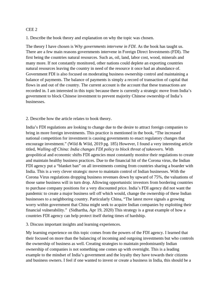 CEE 2 | PDF | Foreign Direct Investment | Investing