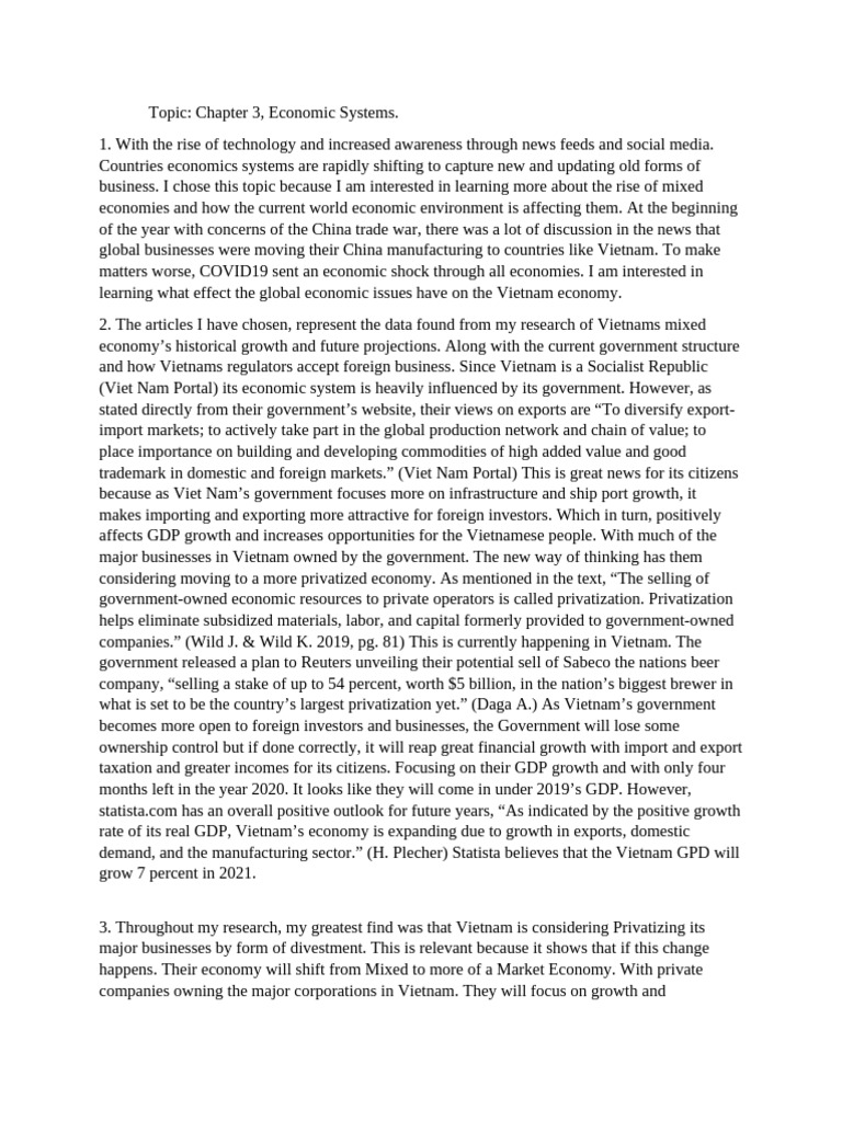 Chapter 3 Economic Systems | PDF | Vietnam | Economies