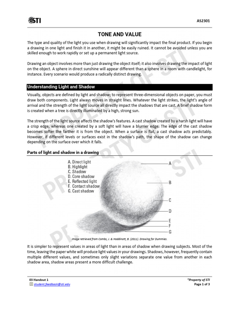 03 Handout 1 | PDF | Shadow | Drawing