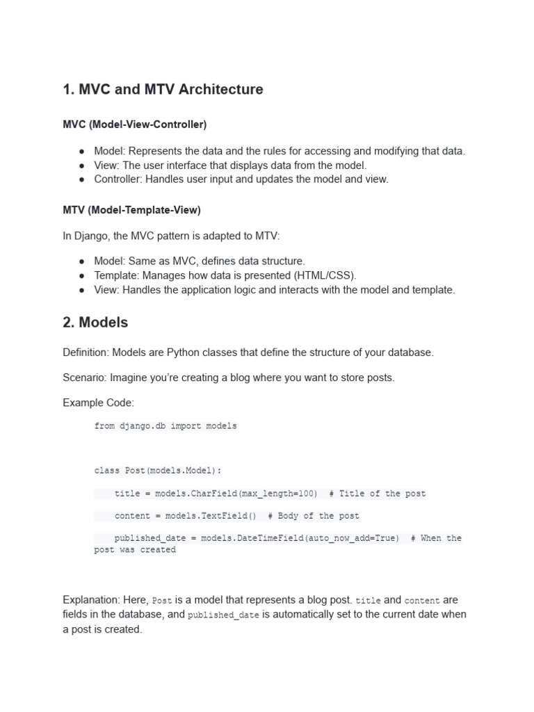 Django MVC vs MTV Architecture Guide | PDF | Model–View–Controller | Databases