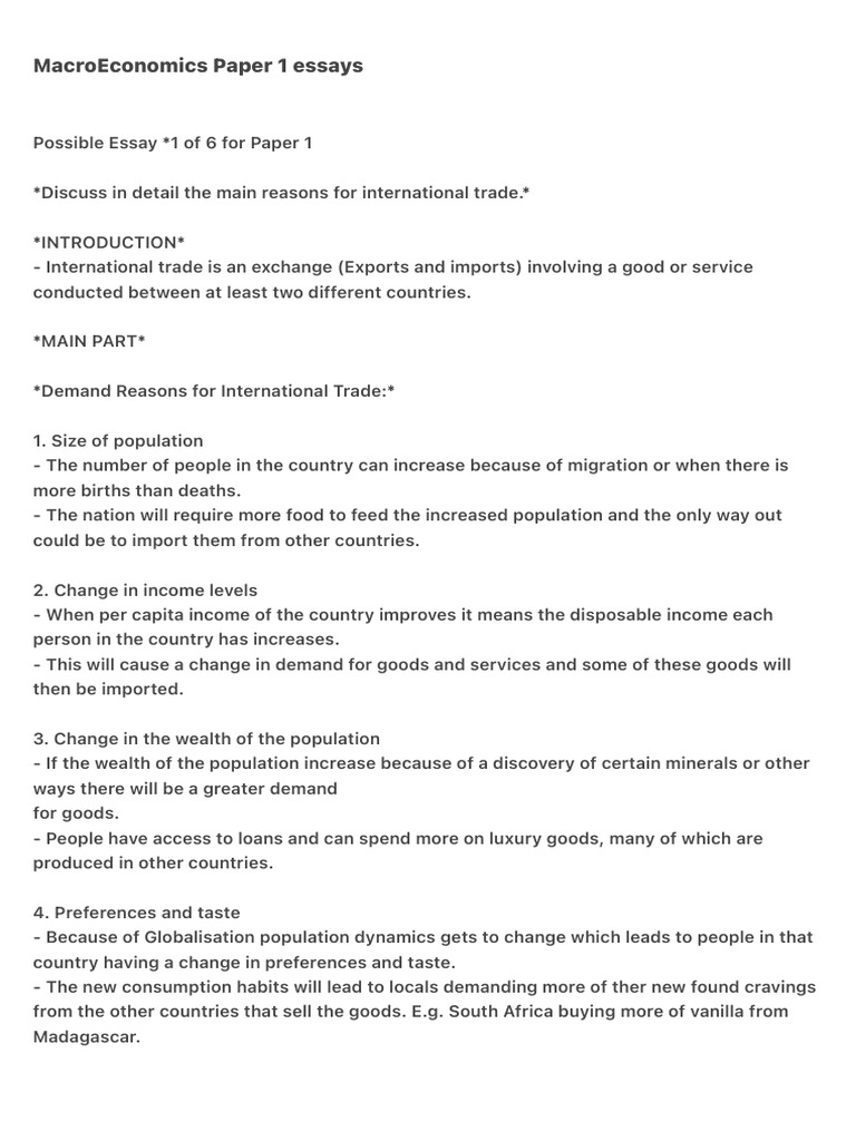 MacroEconomics Paper 1 Essays | PDF | Inflation | Economic Growth