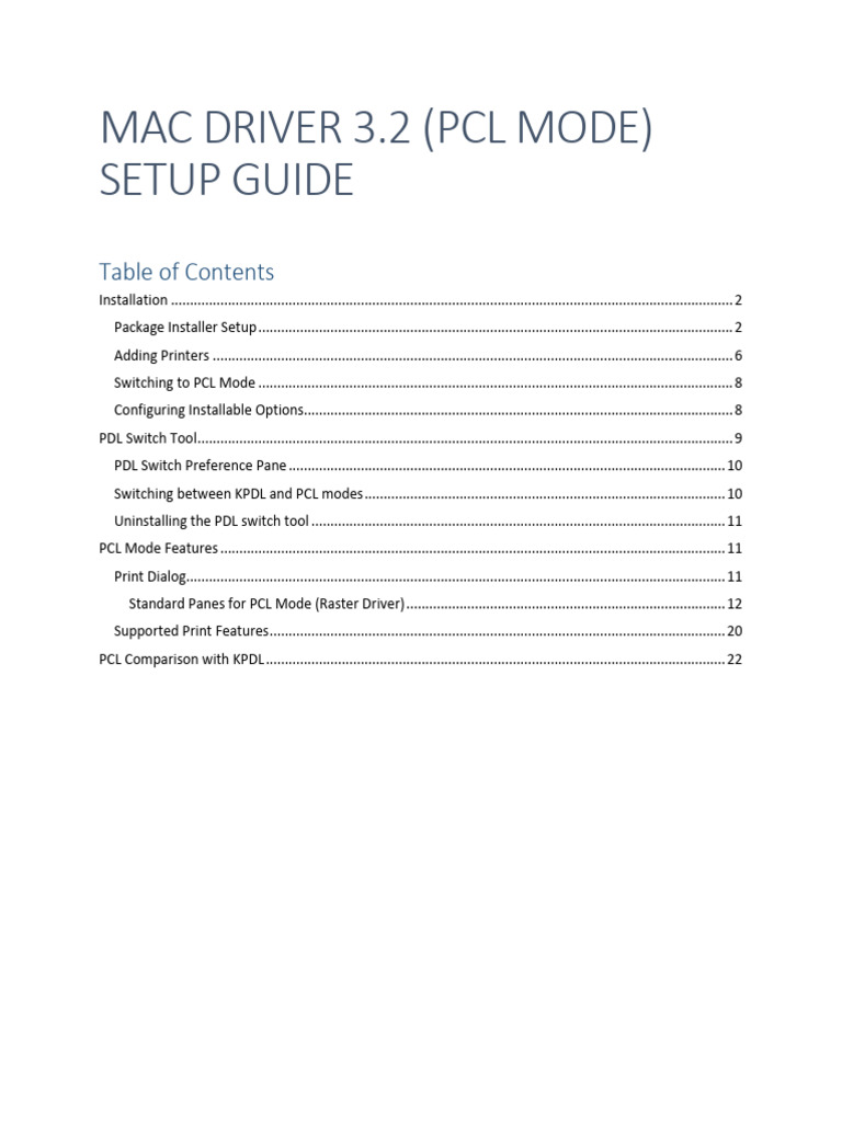 Mac_Driver_PCL_Mode_Setup_Guide | PDF | Installation (Computer Programs) | Printer (Computing)