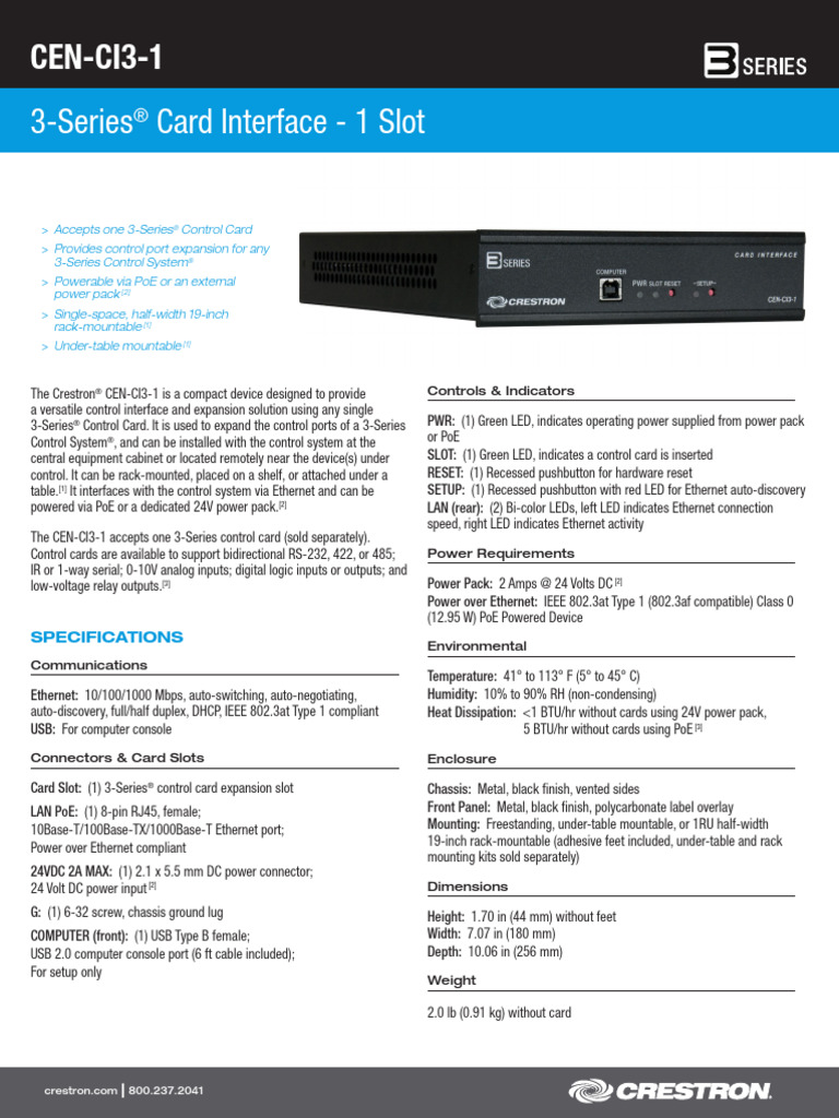 Card Interface B Series Cen-Ci3-1 Tecnical | PDF | Electronic ...
