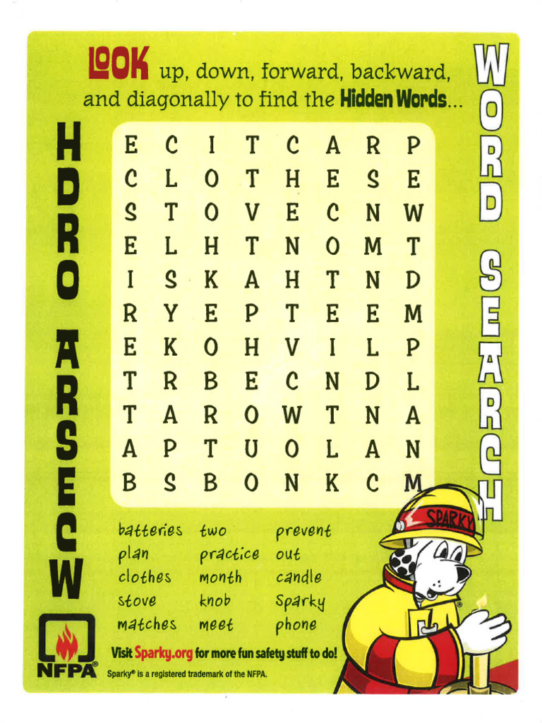 Fire Safety Word Search - 3968 - 001 | PDF