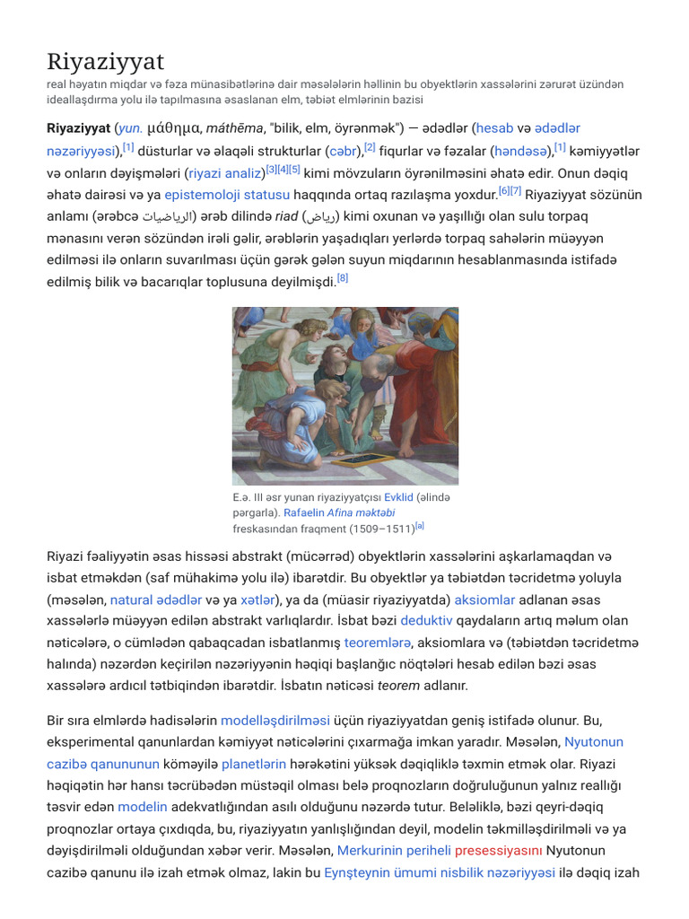 Riyaziyyat - Vikipediya | PDF