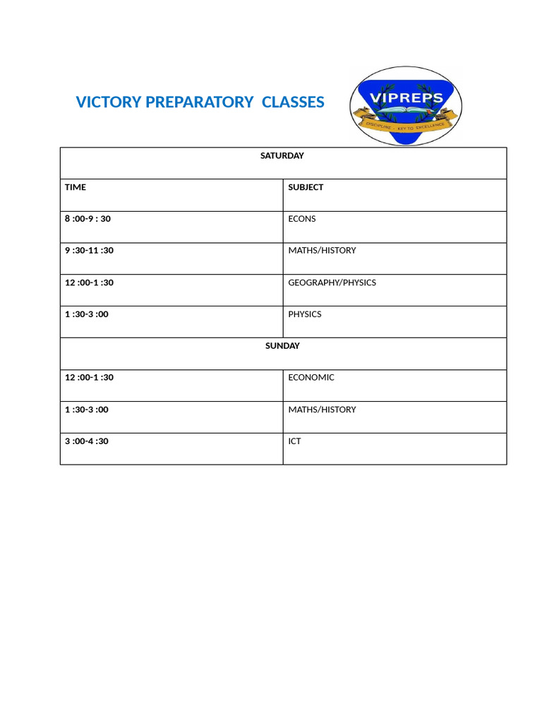 Victory Preparatory Classes | PDF