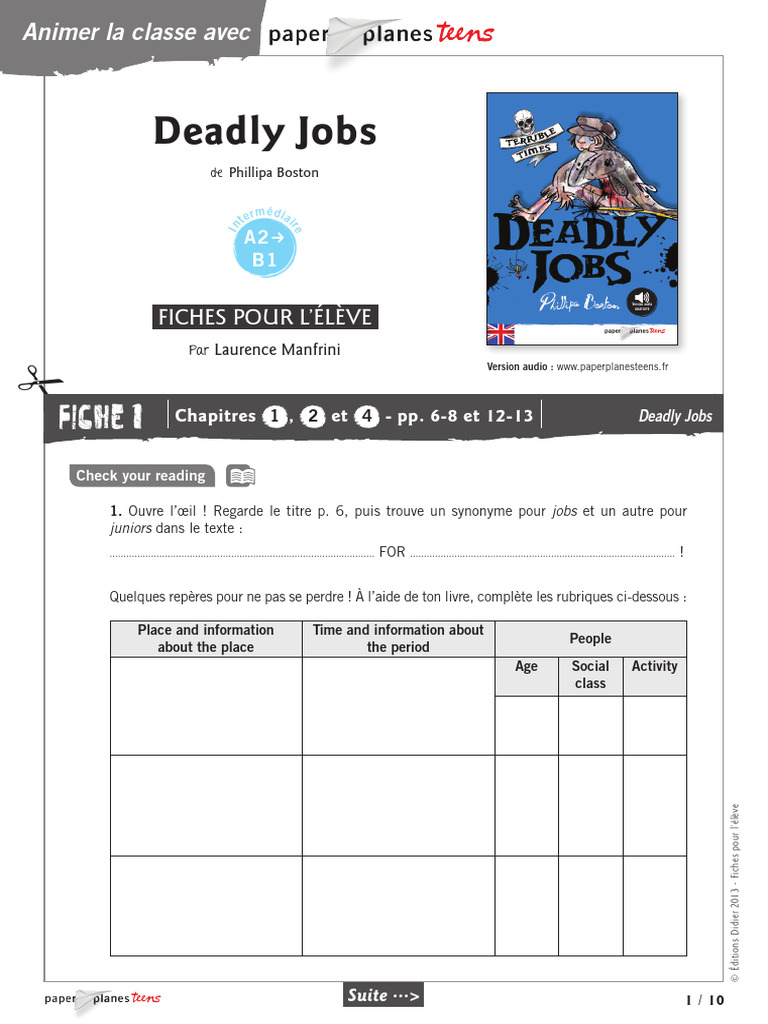 Deadly Jobs Fiche Pour L Eleve | PDF | Children's Rights