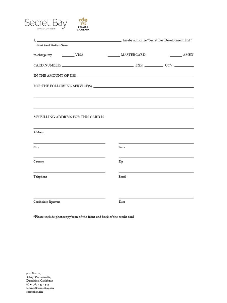 SB Credit Card Authorization Form | PDF