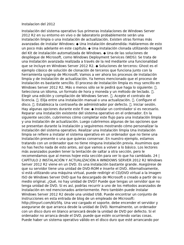 Guía de Instalación Windows Server 2012 R2 | PDF | Arranque | Informática