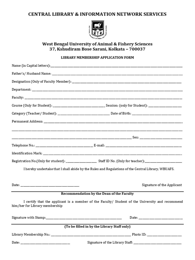 Library_Membership_form | PDF | Authentication | Government And Personhood