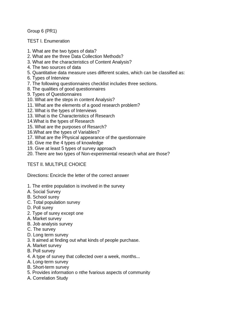 Group-6-Questionnaires for PR | PDF | Survey Methodology | Statistics