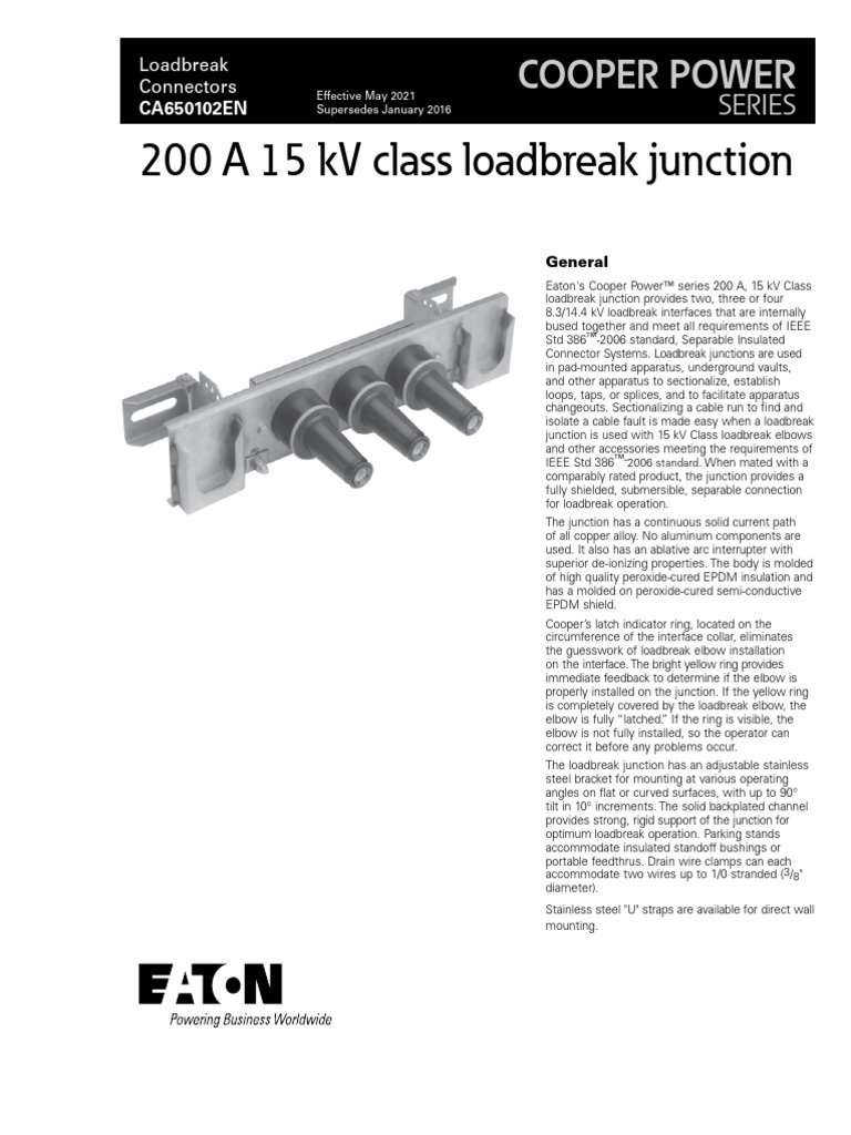 200a 15kv Class Loadbreak Junction Catalog Ca650102en | PDF ...