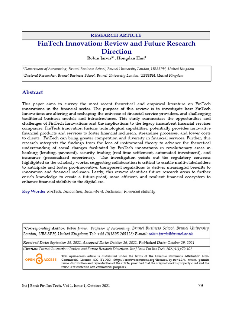 Fintech Innovation Review And Future Research Pdf Cryptocurrency