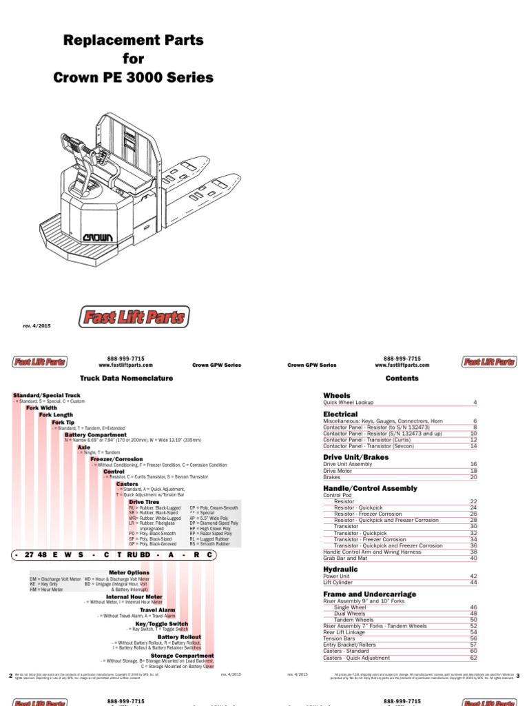 Crown PE 3000 Series Parts Guide | PDF | Tire | Manufactured Goods