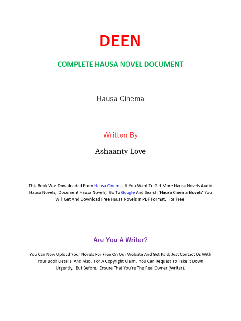 Deen Complete Hausa Novel Hausa Cinema | PDF