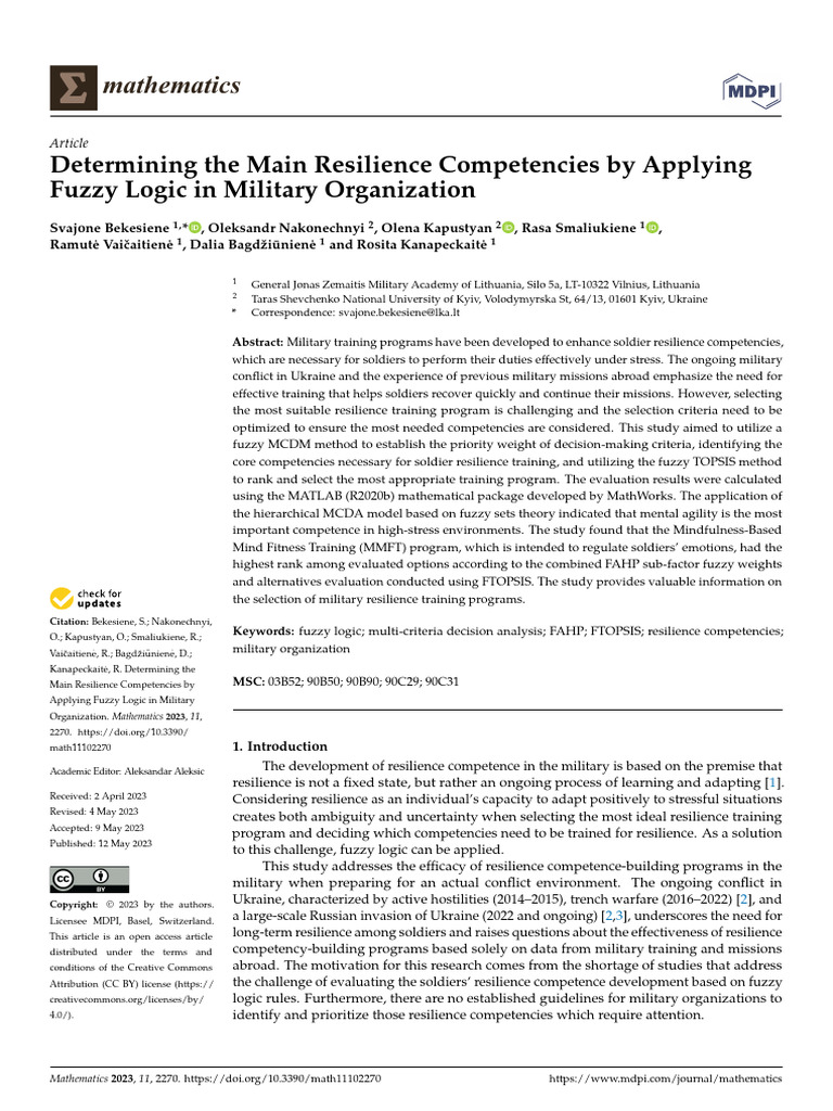 Determining The Main Resilience Competencies by Applying | PDF | Fuzzy ...