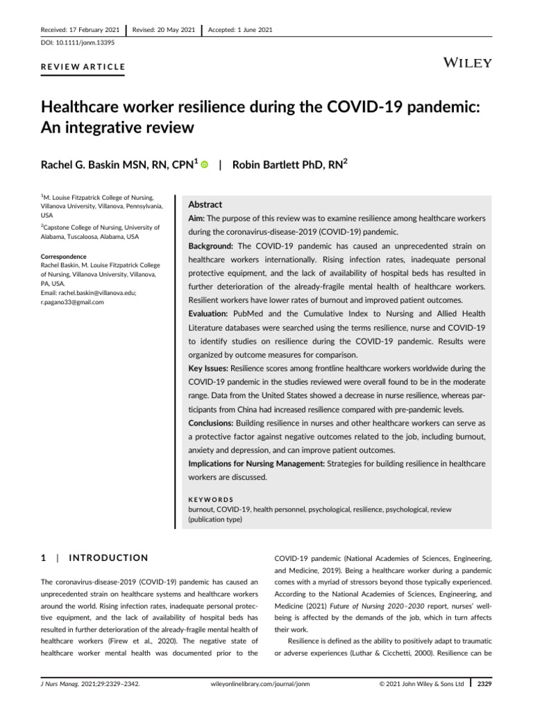 Jonm 29 2329 | PDF | Psychological Resilience | Health Professional